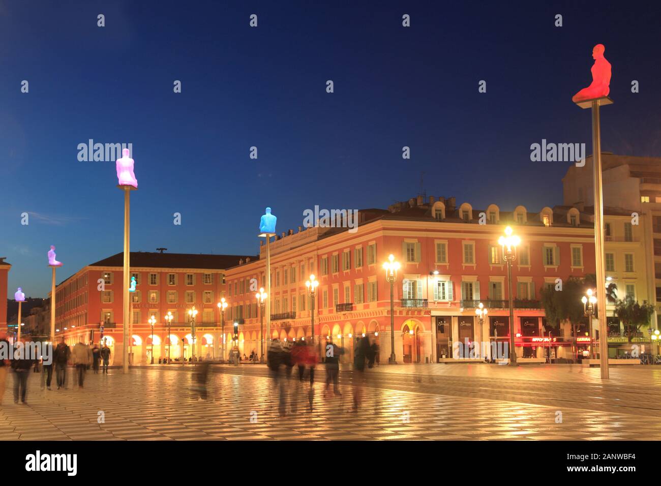 Place Massena, Art by Jaume Plensa, Statues at Night, Nice, Provence ...