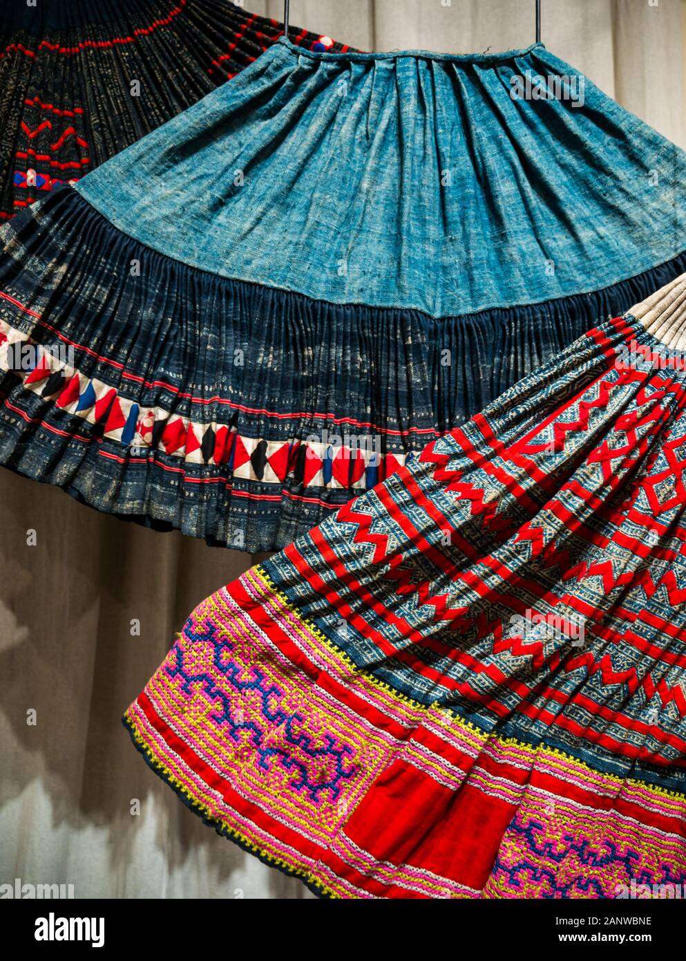Embroidered skirts exhibit, Traditional Arts & Ethnology Centre museum ...