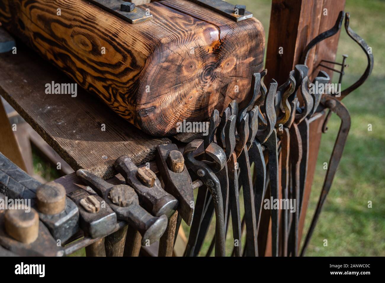 Forge in the open air during the living history festival. Ticks and ...