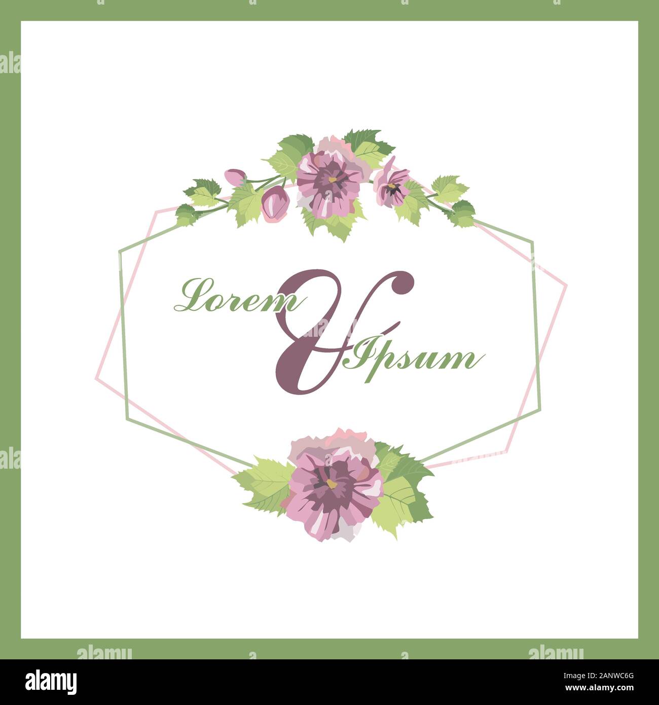 Set of card with flower and leaves for wedding invitation. Lettering ...