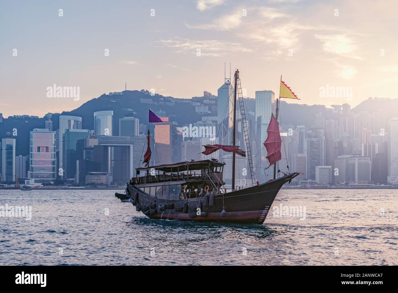 Passenger retro ship in Hong Kong harbour Stock Photo - Alamy