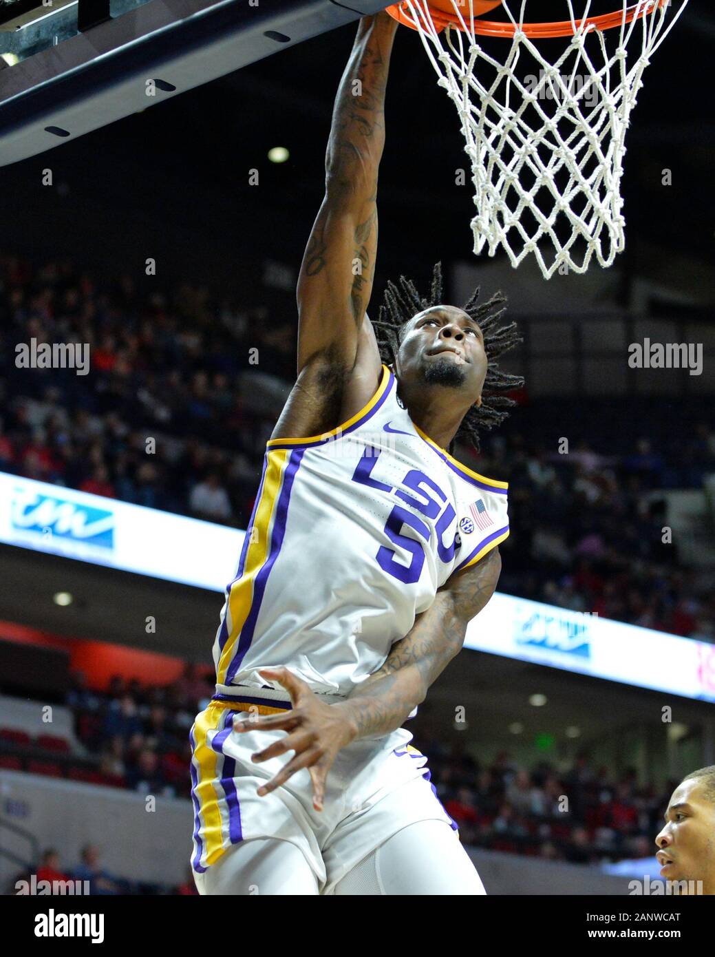 Oxford, MS, USA. 18th Jan, 2020. LSU forward, Emmitt Williams (5), get ...