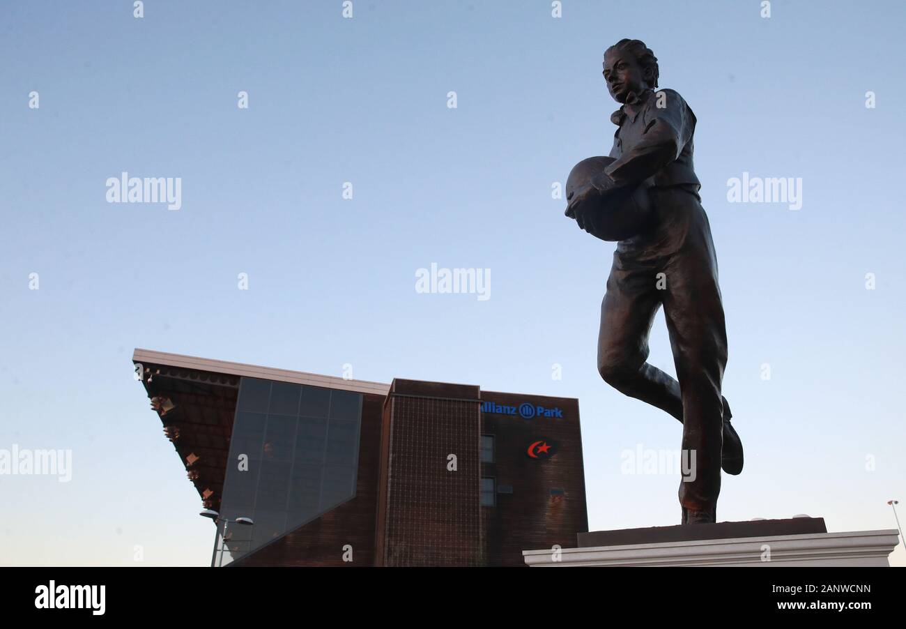 The Webb Ellis statue at the Allianz Park before the Heineken Champions ...