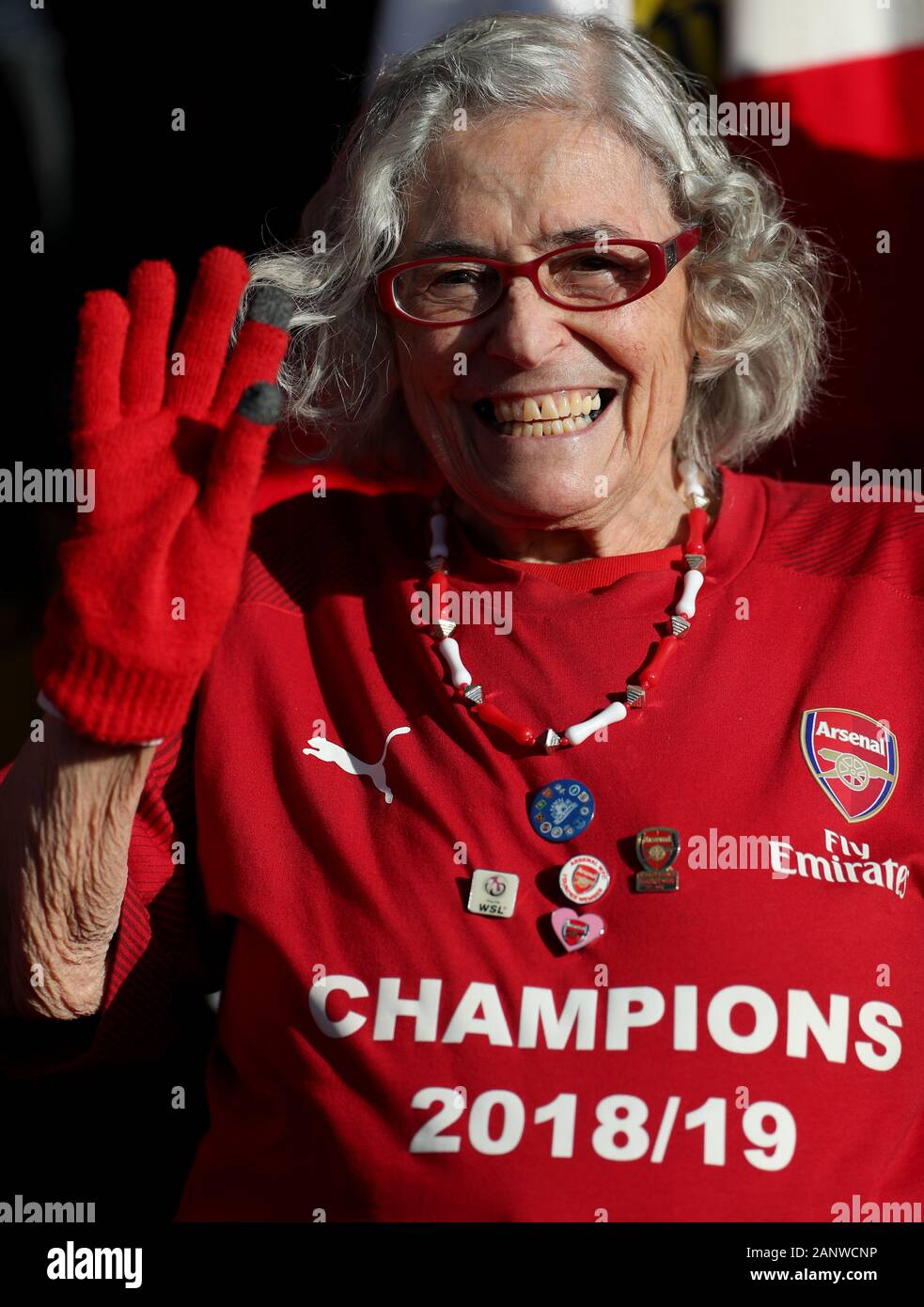 An Arsenal fan during the Women's Super League match at Meadow Park ...