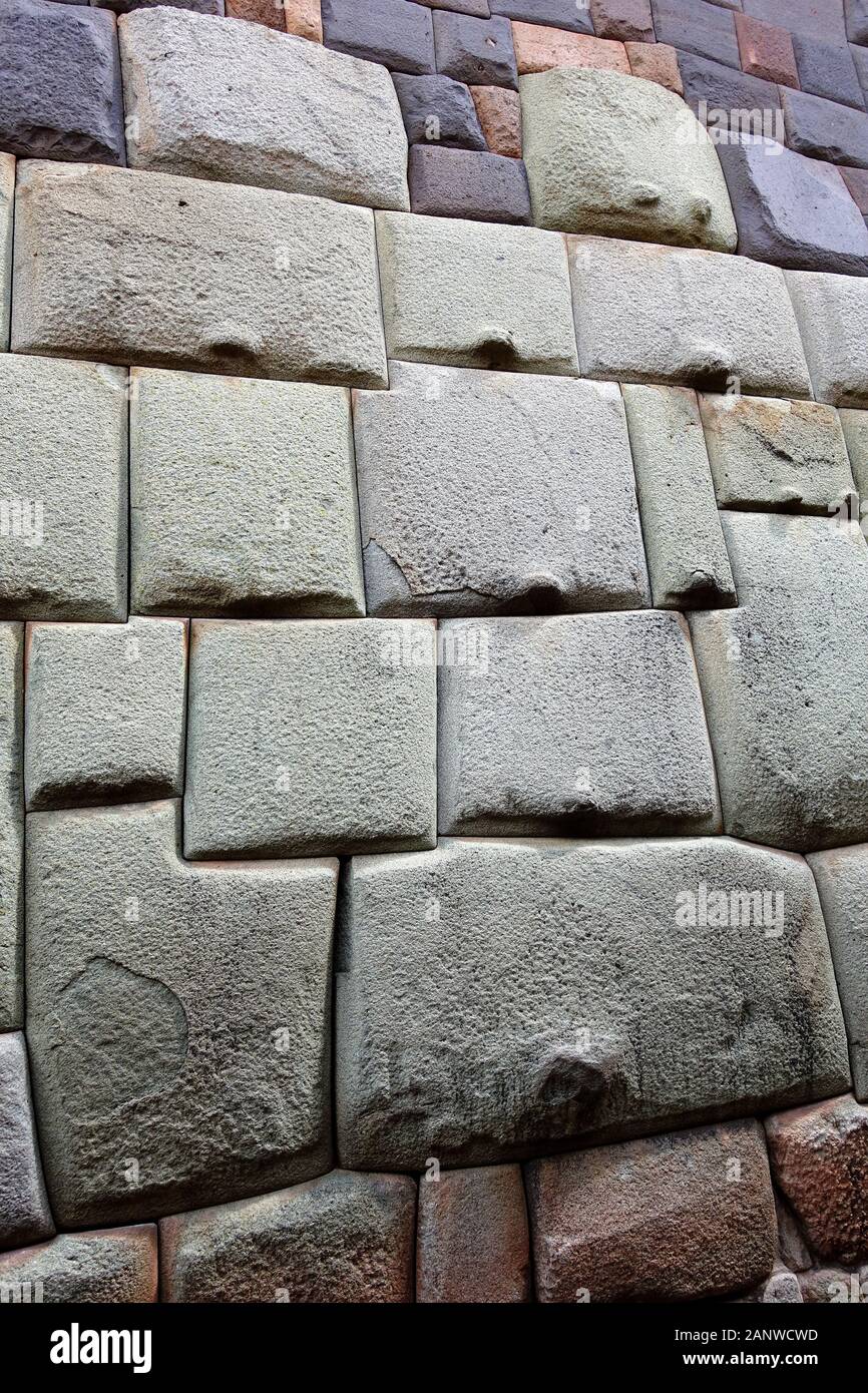 Inca stone wall, downtown, Cuzco, Cusco, Peru, South America, UNESCO ...