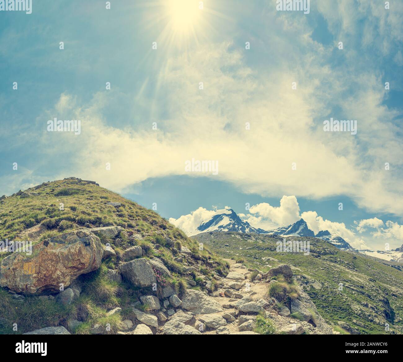 Spectacular mountain panoramic view from a hiking trail Stock Photo - Alamy