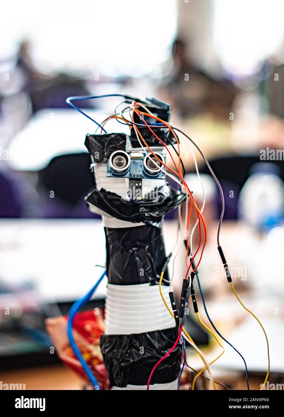 the Assembly of the electrical panel, electrician job, a robot with ...