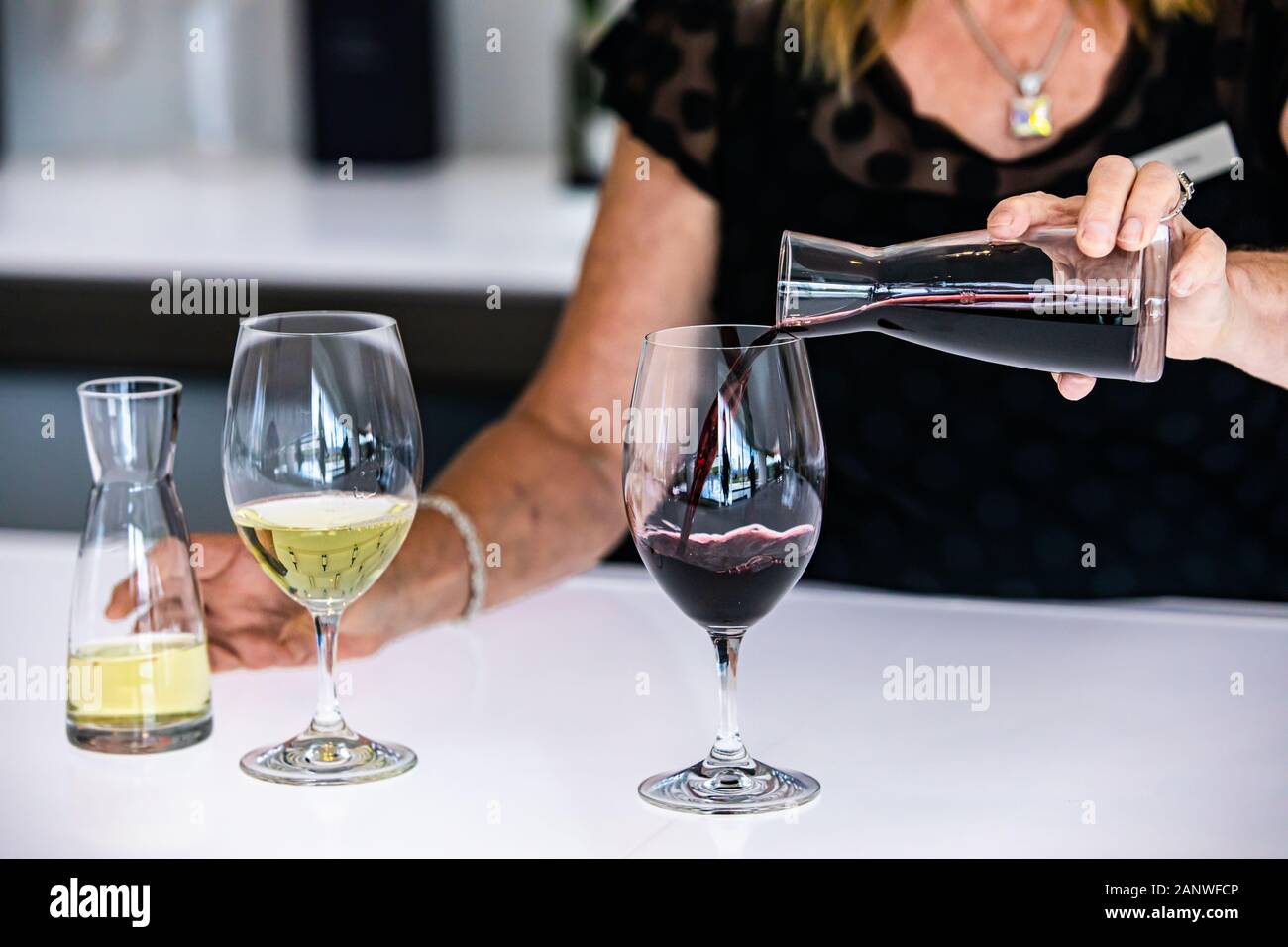 caucasian female bartender unrecognizable woman hand close up as she ...