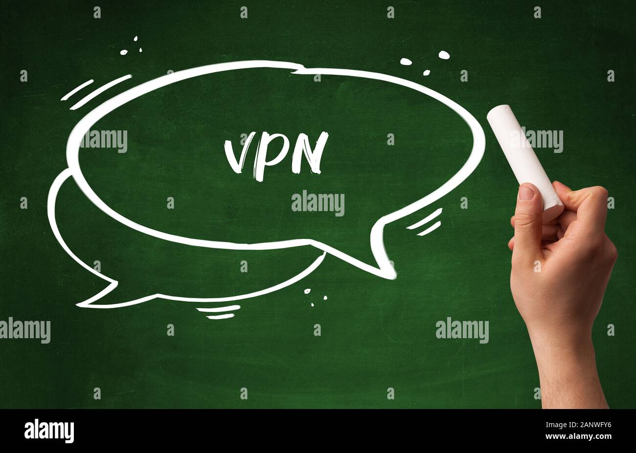 Hand drawing VPN abbreviation with white chalk on blackboard Stock ...