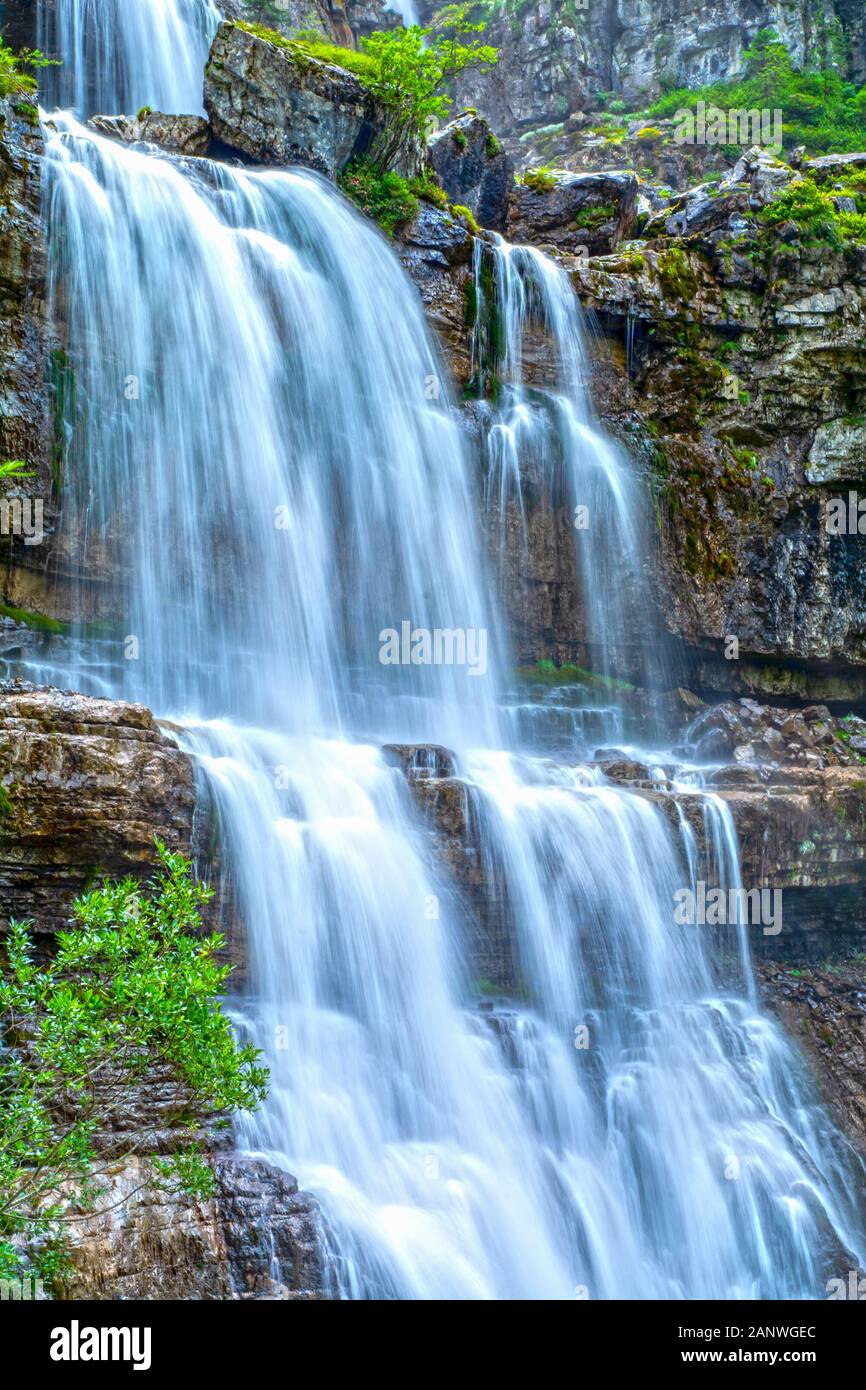 Waterfall in Italian Alps, Cascate di Mezzo Vallesinella, Dolomites ...