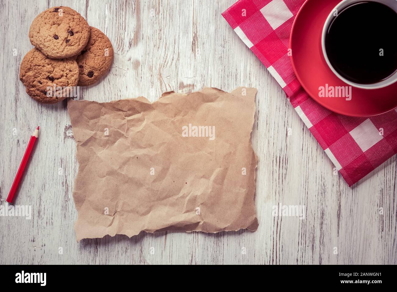 Coffee break with cookies Stock Photo - Alamy