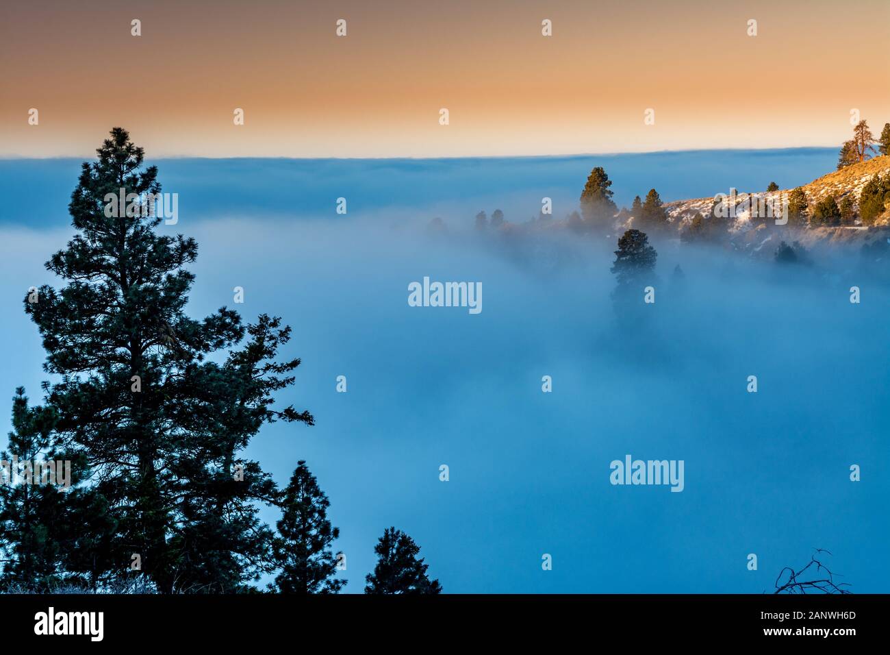 Fog created by a severe inversion in the Boise Valley Idaho Stock Photo ...