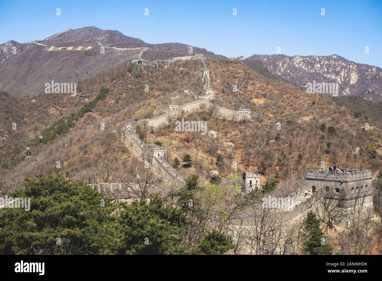 Beautiful summer aerial view of Great Wall of China Mutianyu section ...