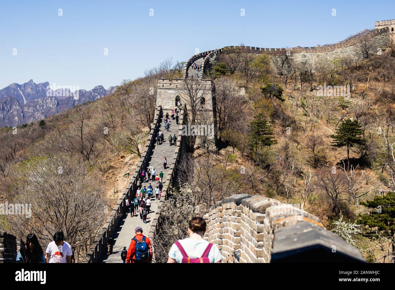 Beautiful summer aerial view of Great Wall of China Mutianyu section ...