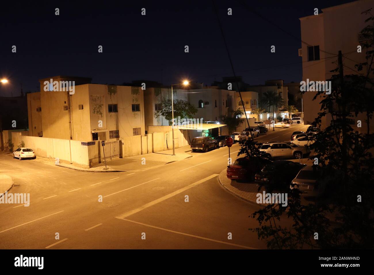 Matar street view at night Stock Photo - Alamy