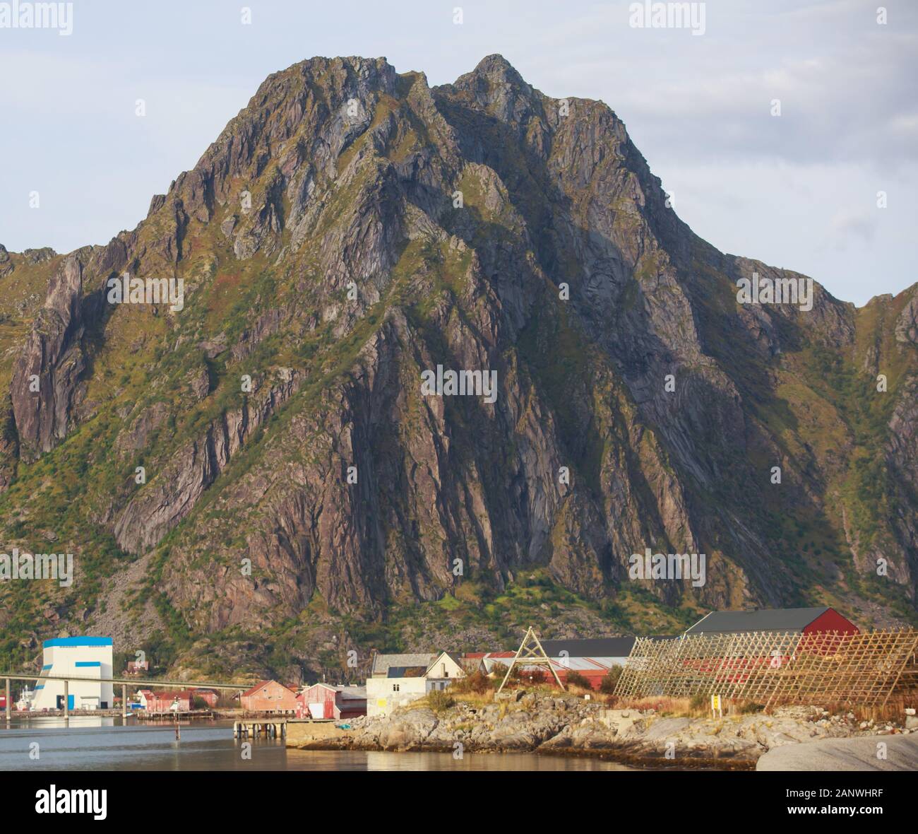 Beautiful super wide-angle winter summer view of Svolvaer, Norway ...