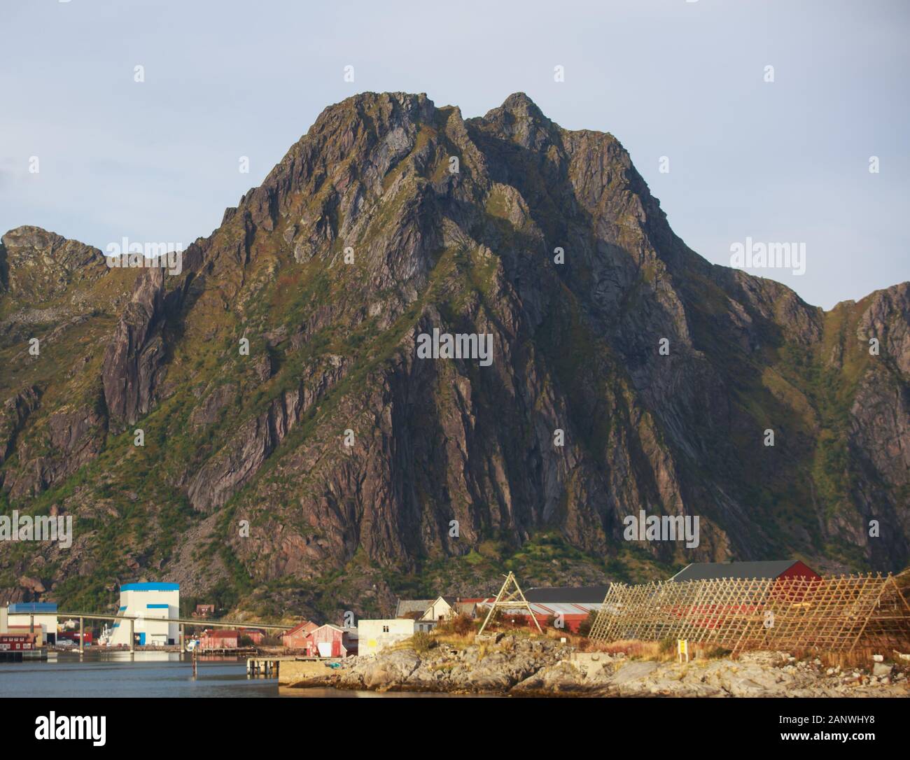 Beautiful super wide-angle winter summer view of Svolvaer, Norway ...