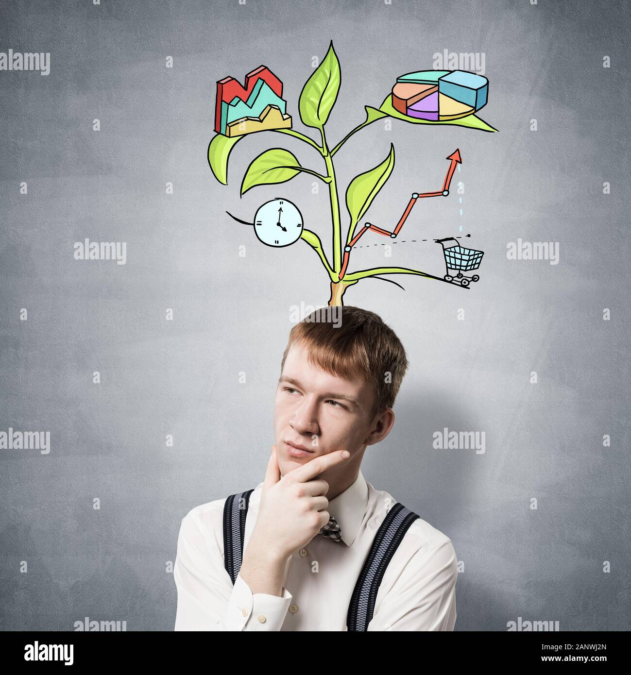 Portrait clever boy thinking hi-res stock photography and images - Alamy