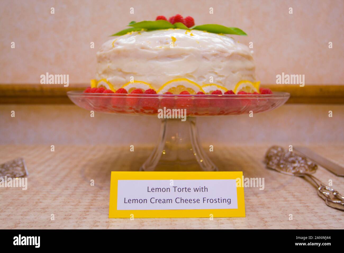 Lemon Torte with Lemon Cream Cheese Frosting Stock Photo - Alamy