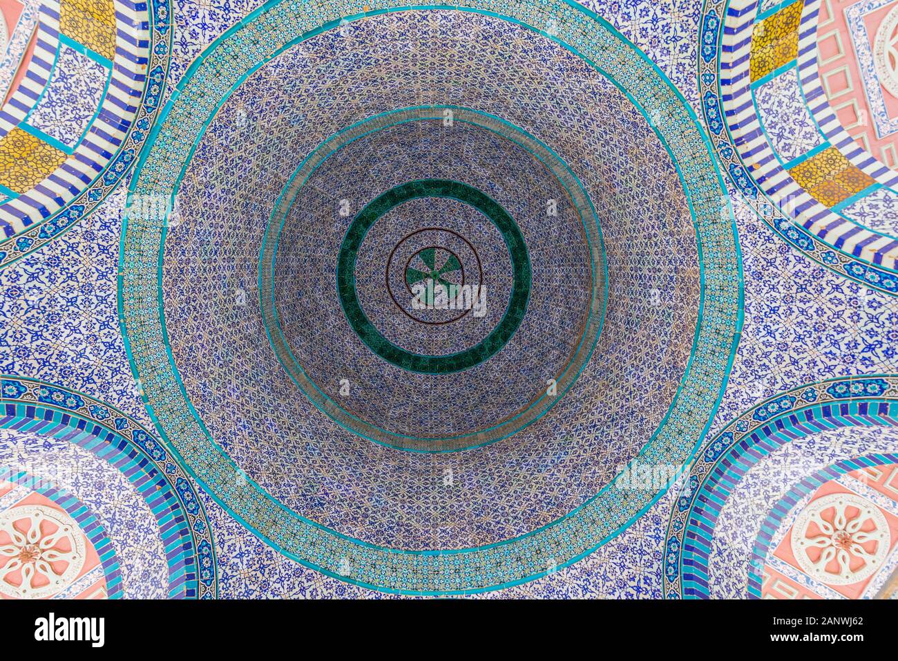 Mosaic decoration of the dome of the chain dome on Temple Mount Stock ...