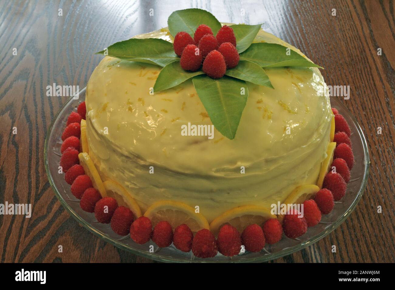 Lemon Torte with Lemon Cream Cheese Frosting Stock Photo - Alamy