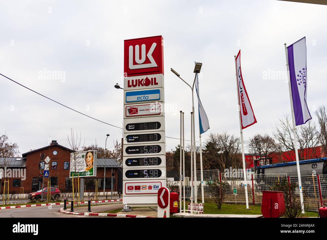 Gas station of the oil company Lukoil in Bucharest, Romania, 2020 Stock ...