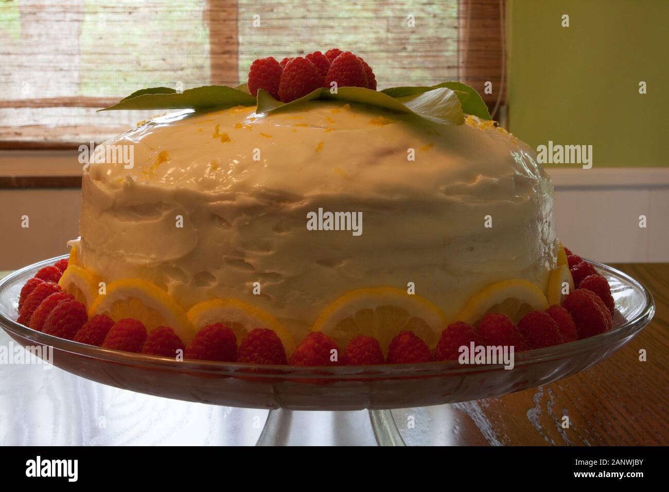 Lemon Torte with Lemon Cream Cheese Frosting Stock Photo - Alamy