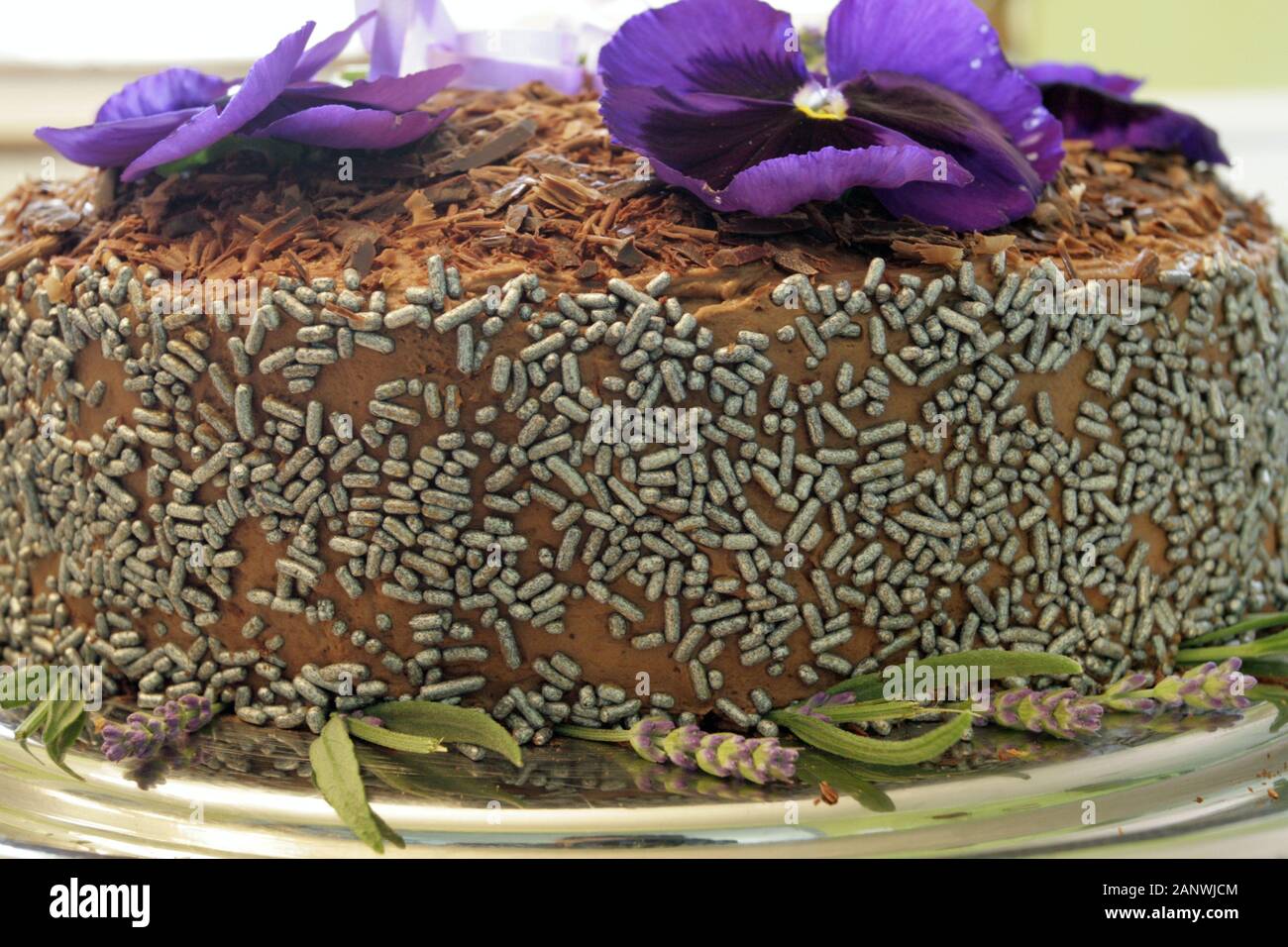 Deep Dark Chocolate Cake with Mocha Mascarpone Frosting Stock Photo - Alamy