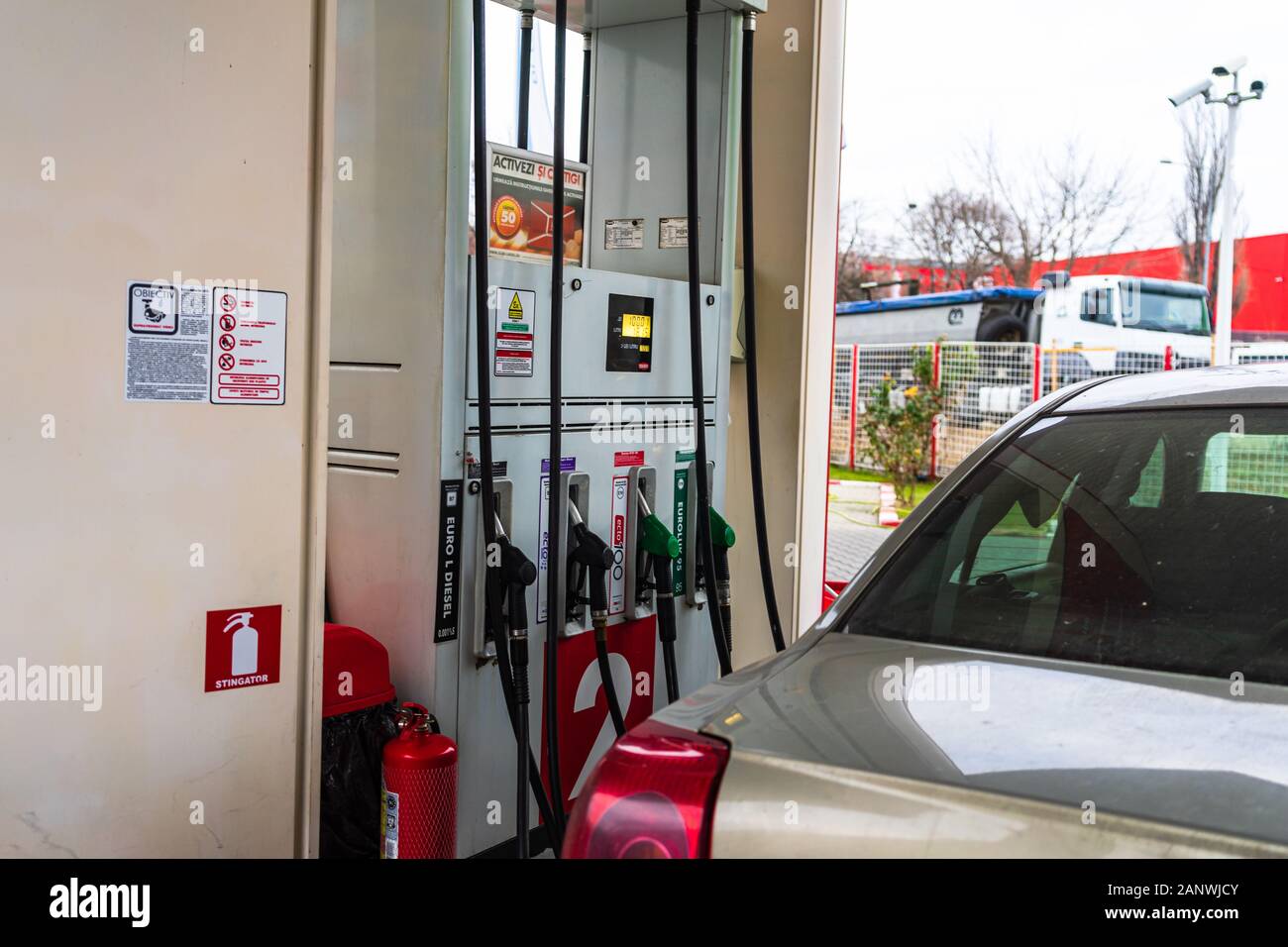 Gas station of the oil company Lukoil in Bucharest, Romania, 2020 Stock ...