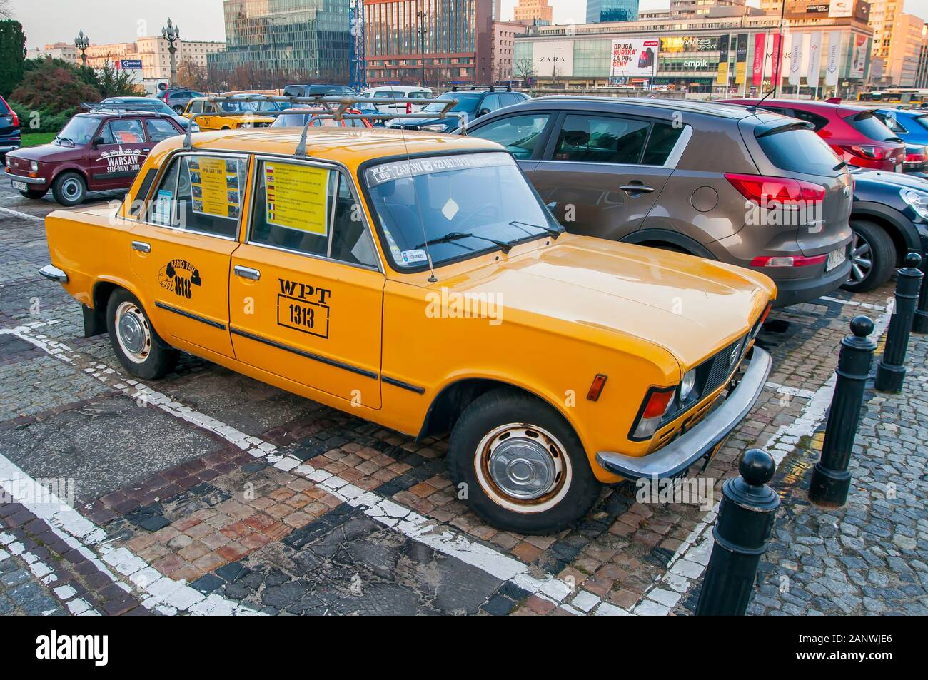 FSO Fiat 125p taxi car from comunist times. Classic Polish car Stock ...