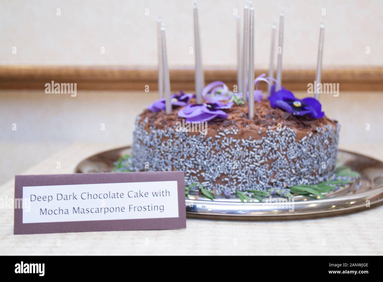 Deep Dark Chocolate Cake with Mocha Mascarpone Frosting Stock Photo - Alamy