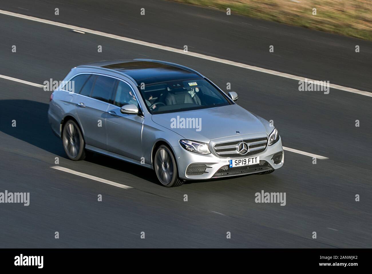 Mercedes-Benz E 400 Amg Line D 4Matic Auto Silver Car Diesel driving on ...