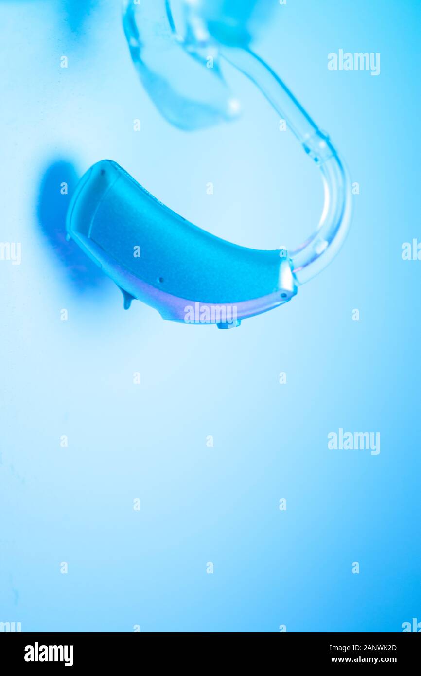 Modern digital hearing aid for deafness and deaf people Stock Photo - Alamy