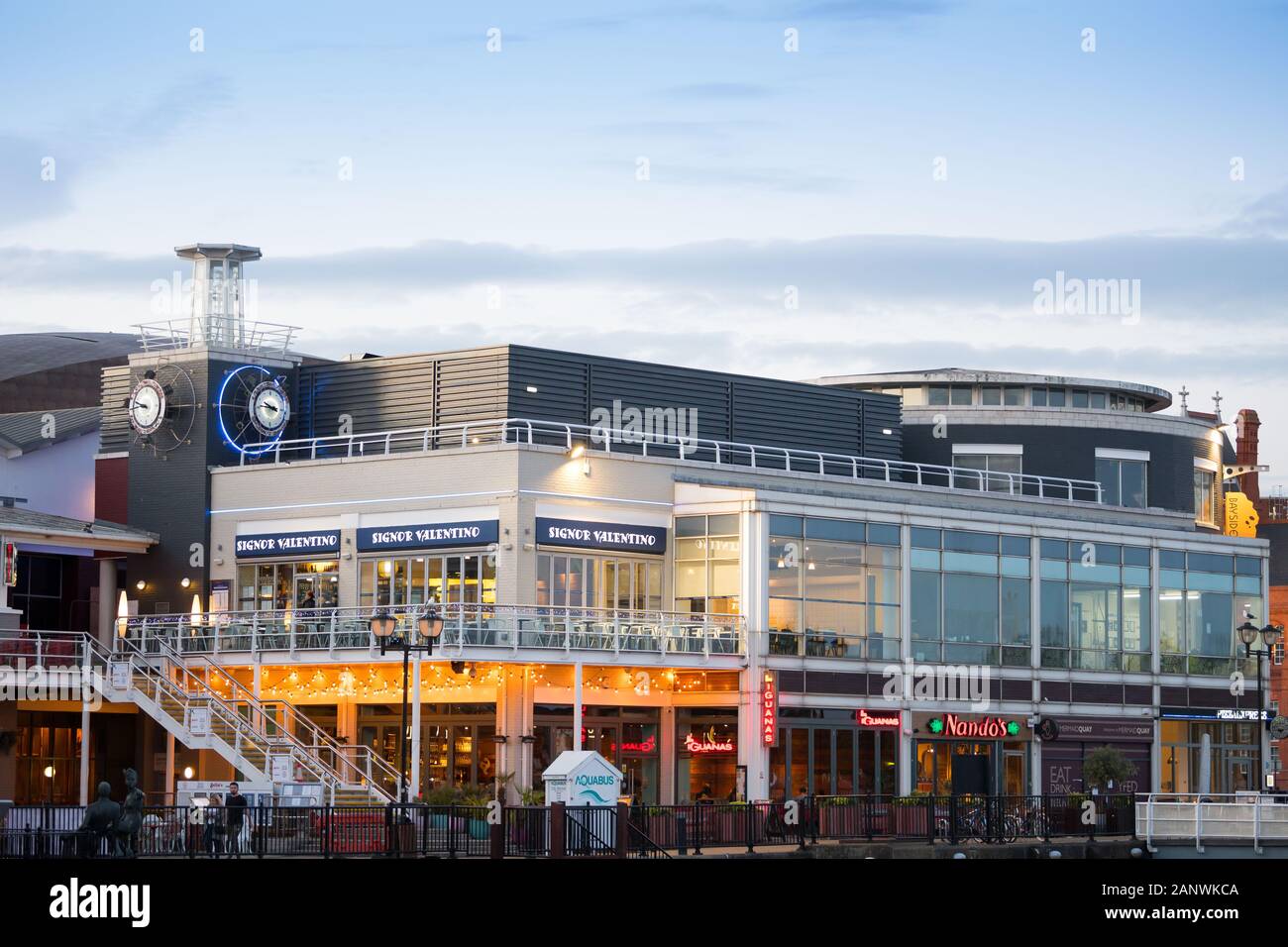 Cardiff bay mermaid quay night hi-res stock photography and images - Alamy