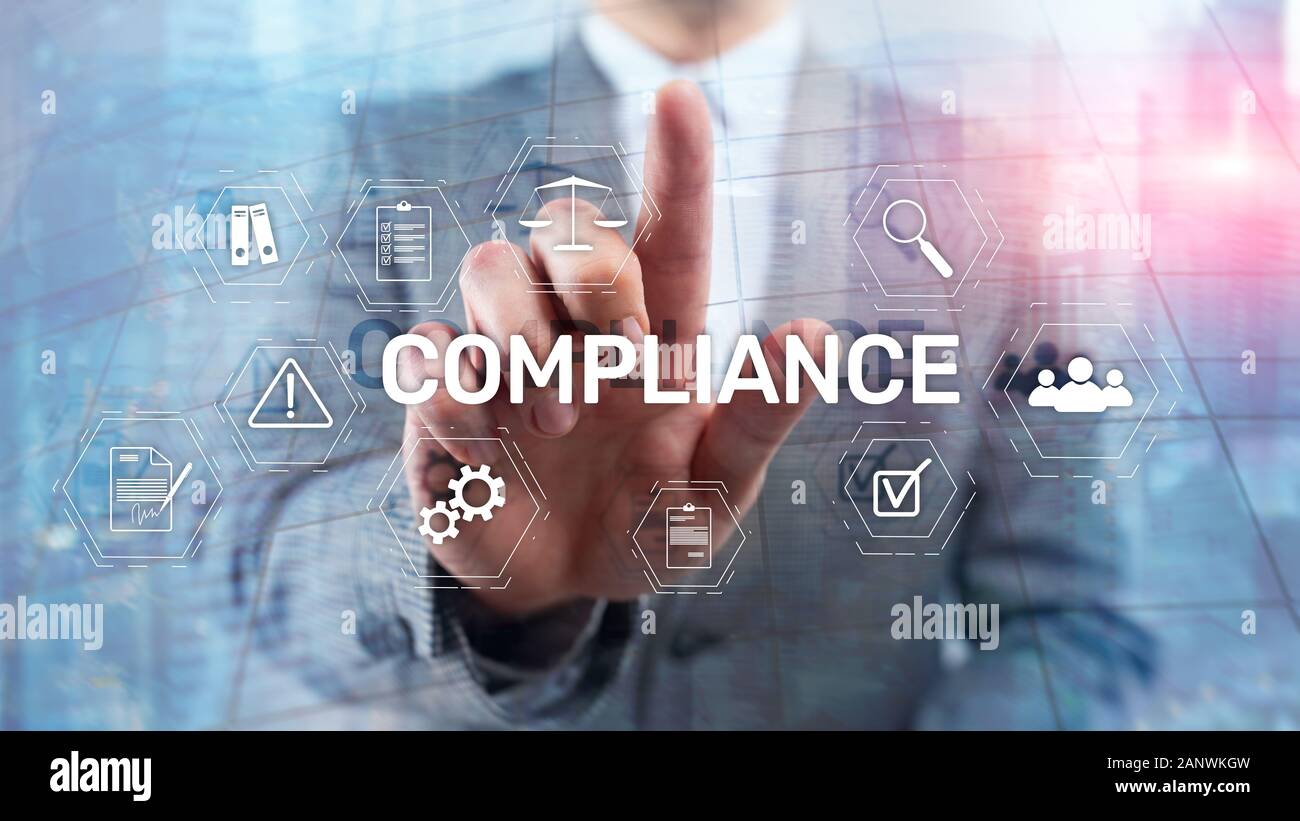 Compliance diagram with icons. Business concept on abstract background ...