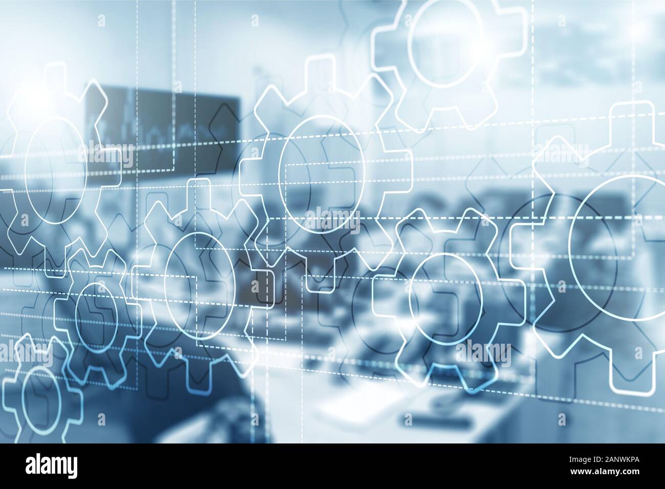 Gears on the abstract background. Business processes concept Stock ...