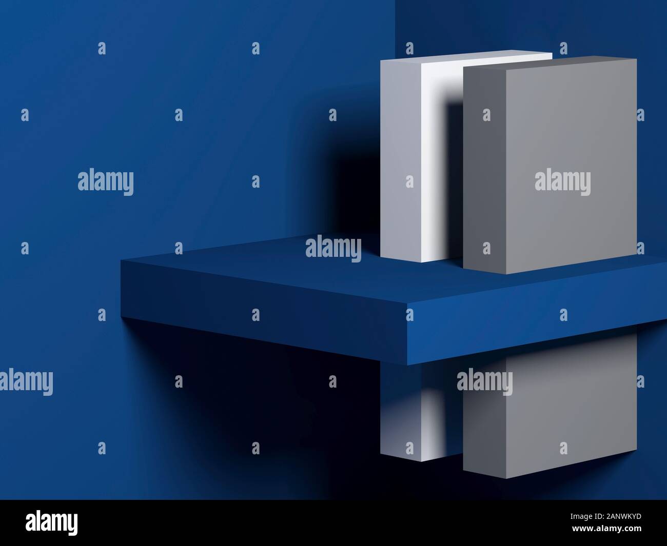 Abstract installation of boxes, computer graphic background. 3d render ...