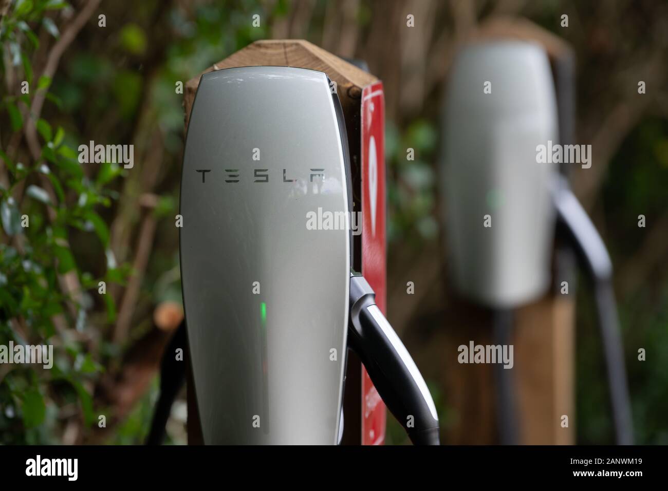 A Tesla vehicle electric charging station in the UK Stock Photo - Alamy