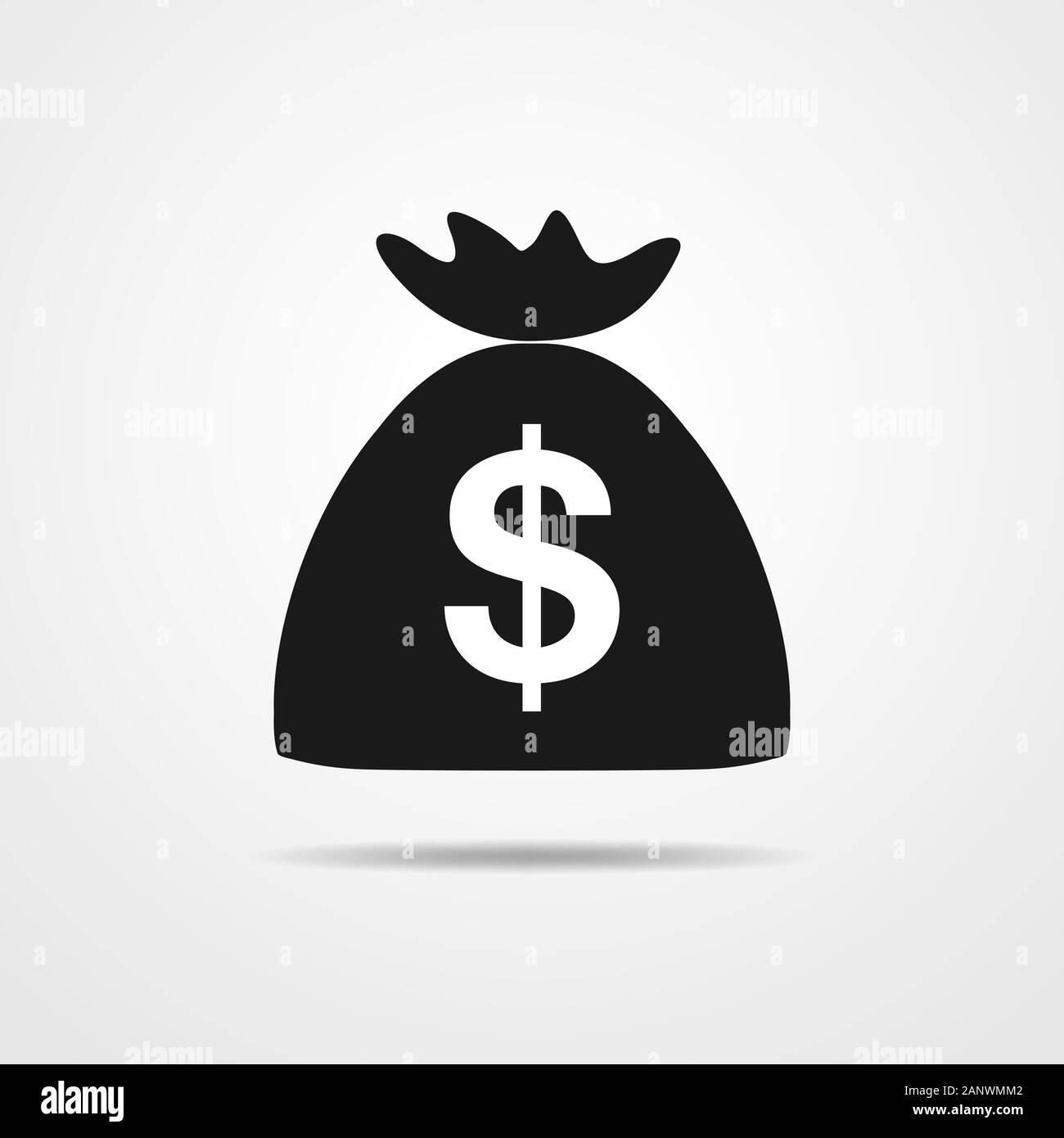 Money bag icon with currency symbols. Black money bag in flat design on ...