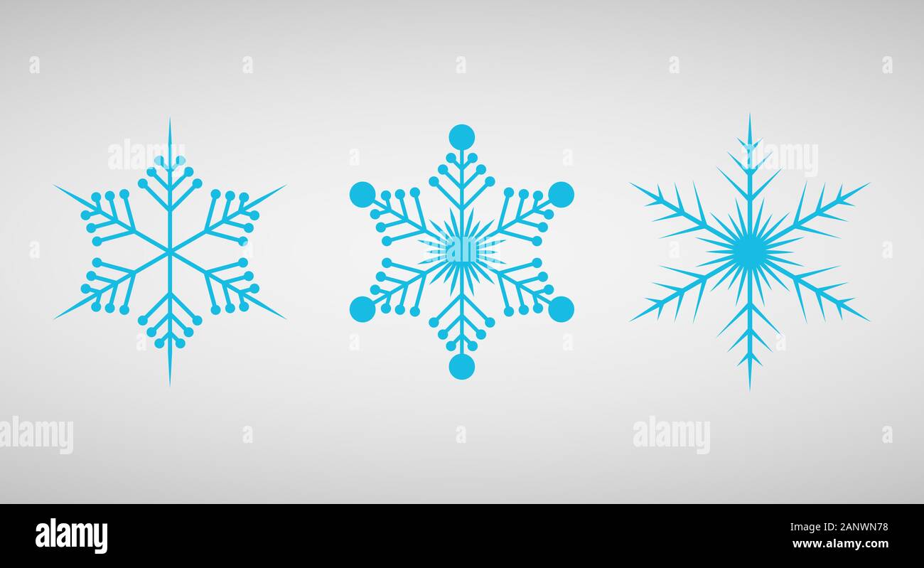 Snowflake icon graphic. Blue snowflakes on light background . Set of ...