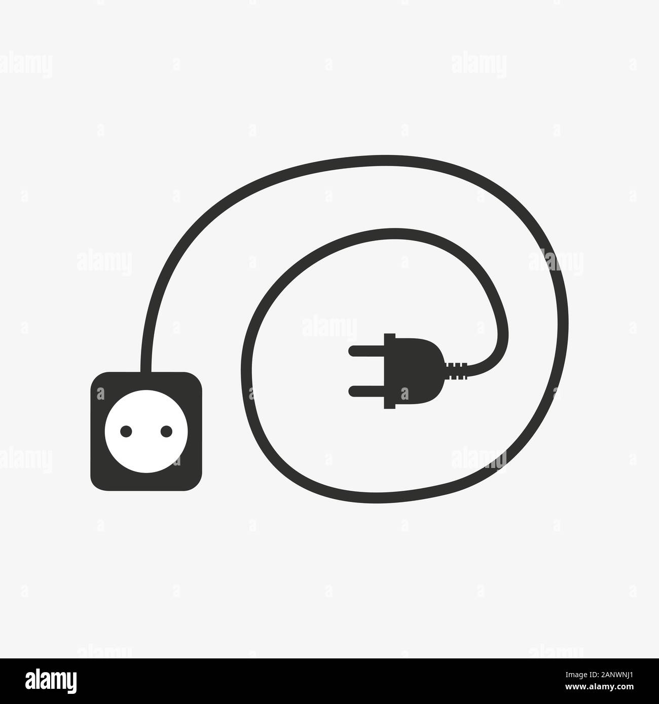 Wire plug and socket icon. Vector illustration. Plug, socket and cord ...