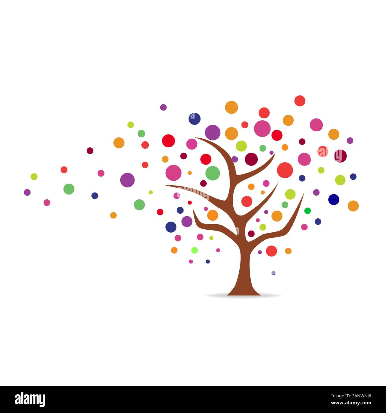 Abstract tree icon in flat design. Sign of tree isolated on white ...