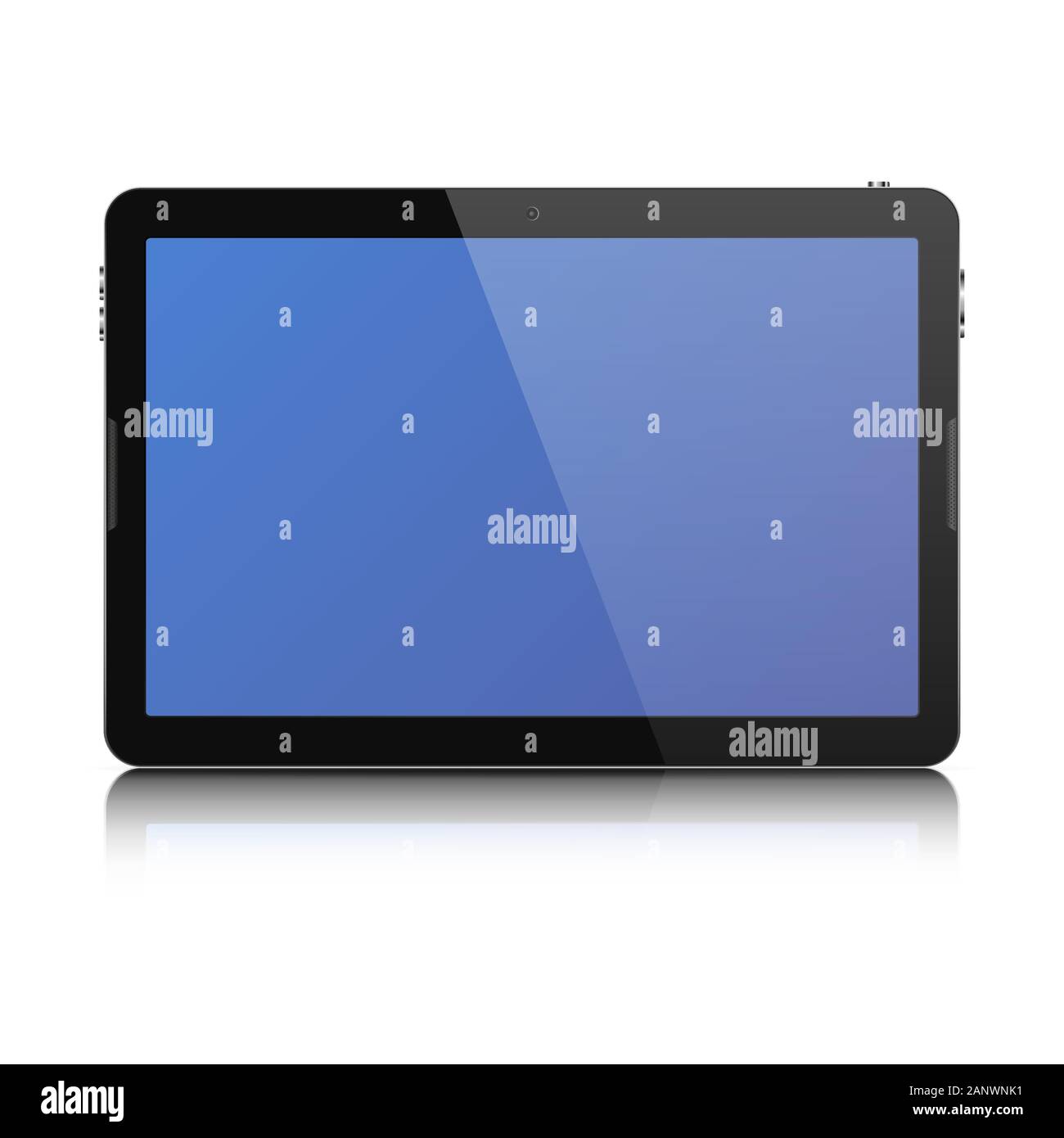 Modern touch screen tablet computer isolated on white background. Tablet computer with blank ...