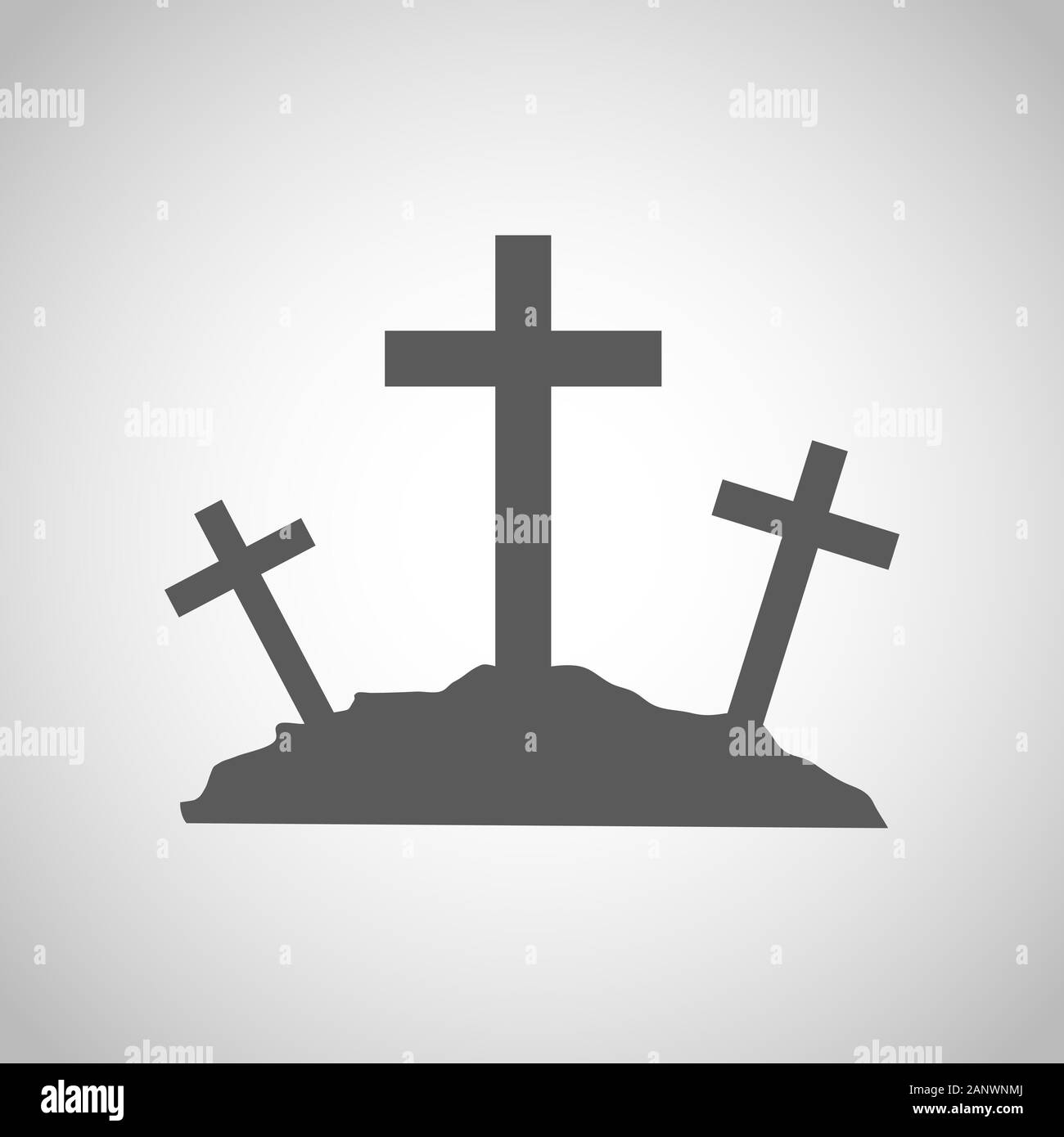 Gray Calvary icon with three crosses on light background. Vector ...
