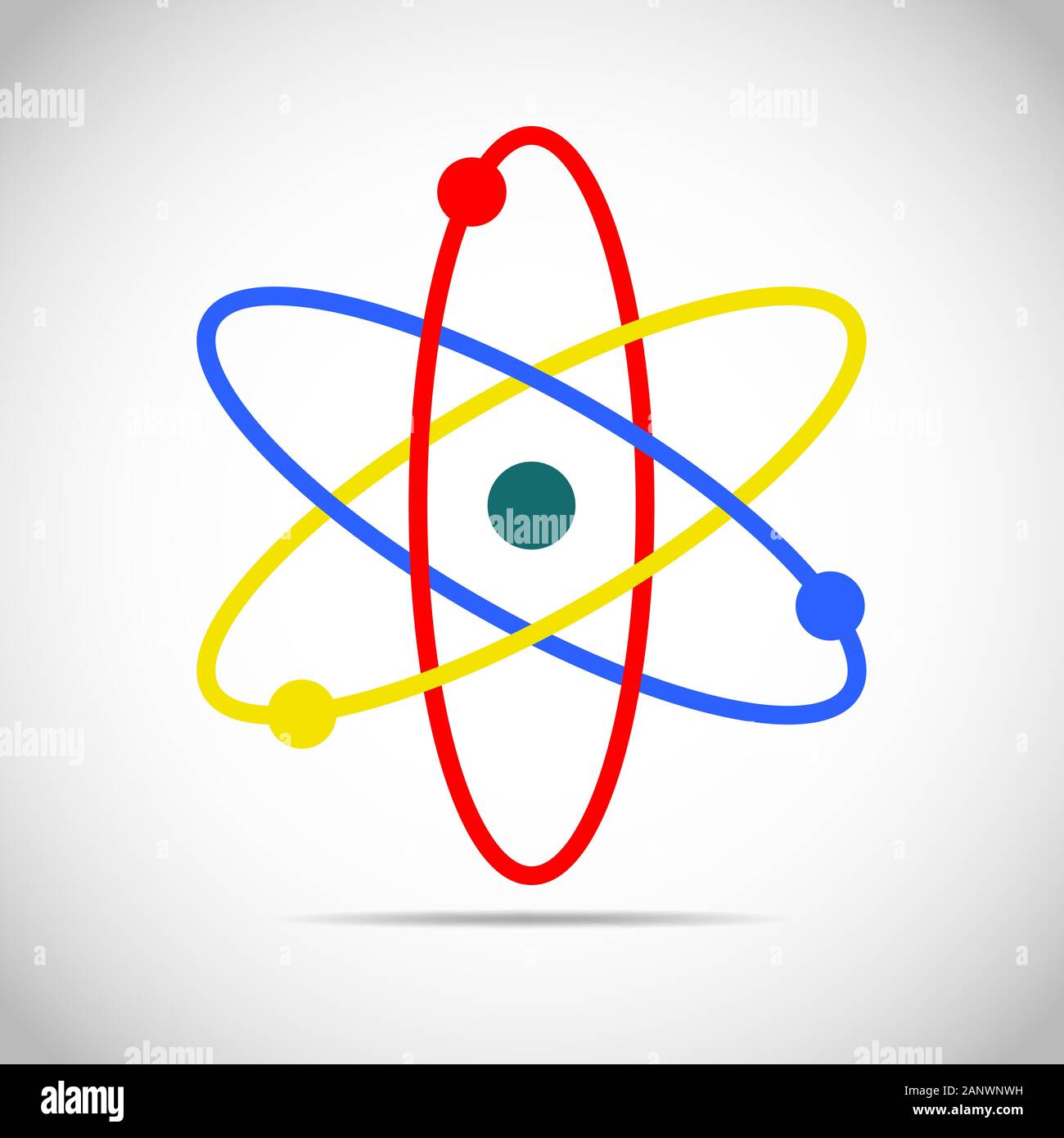 Atom icon in flat design. Colored molecule symbol or atom symbol ...