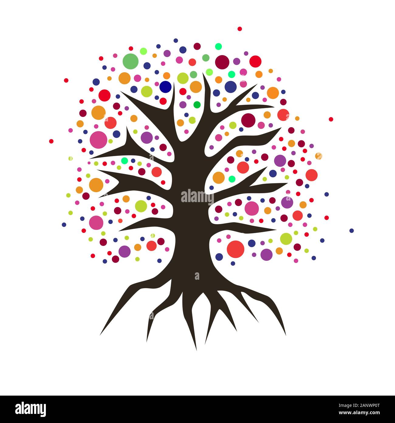 Abstract tree icon in flat design. Sign of tree isolated on white ...