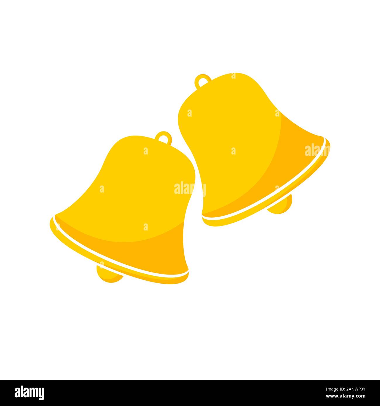 Christmas handbell icon isolated on white background. Simple yellow ...