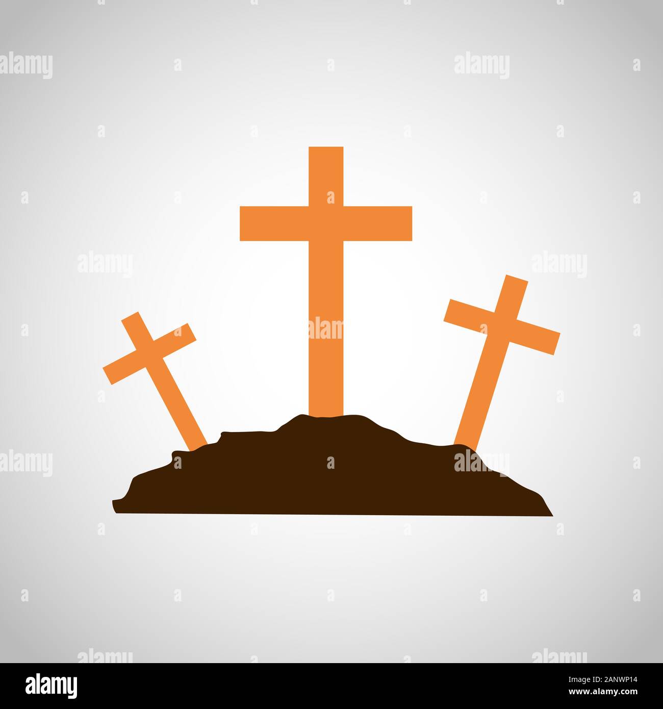 Calvary icon with three orange crosses on light background. Vector ...