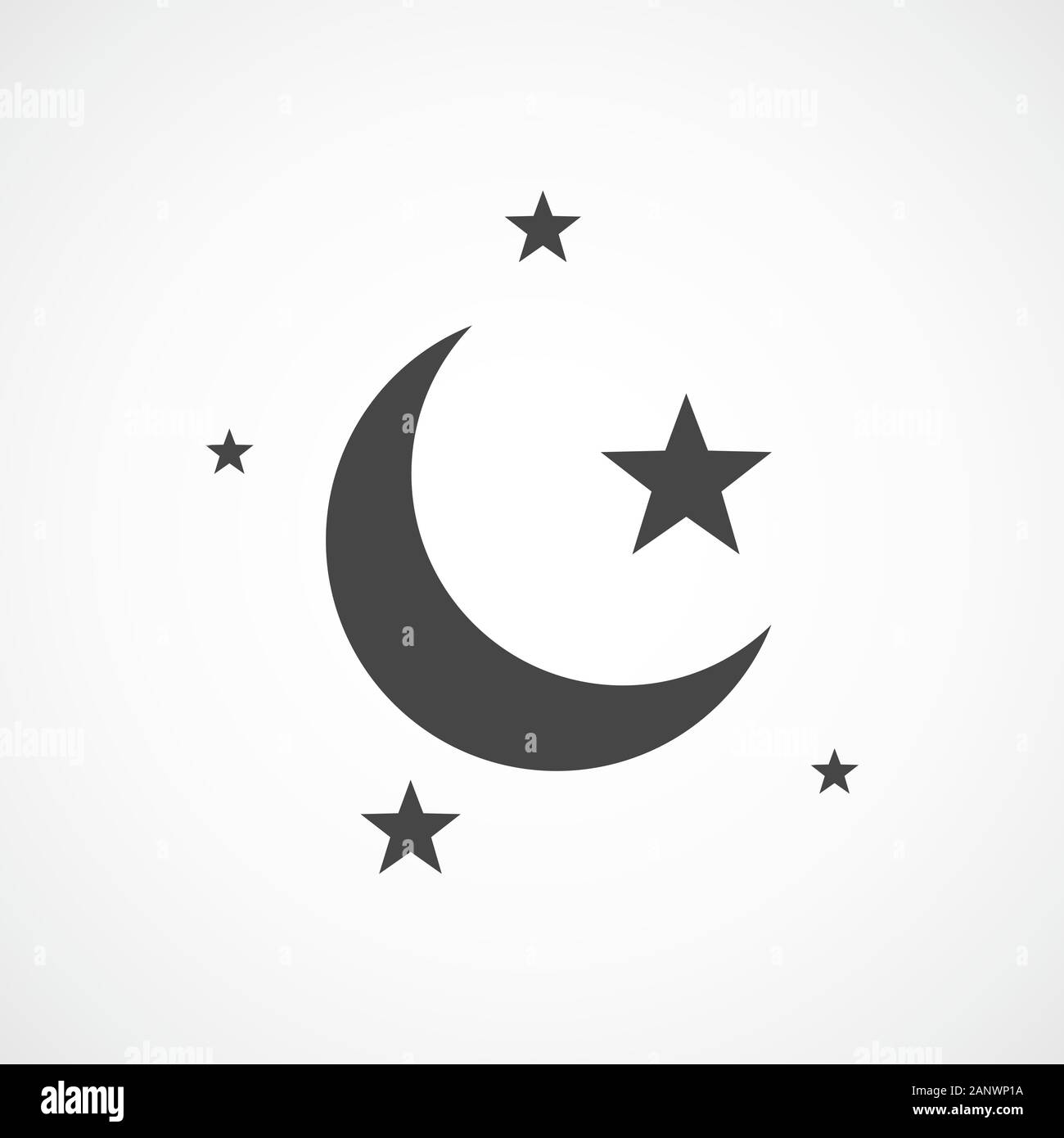 Sleep icon. Night moon and star icon. Night icon isolated on light ...