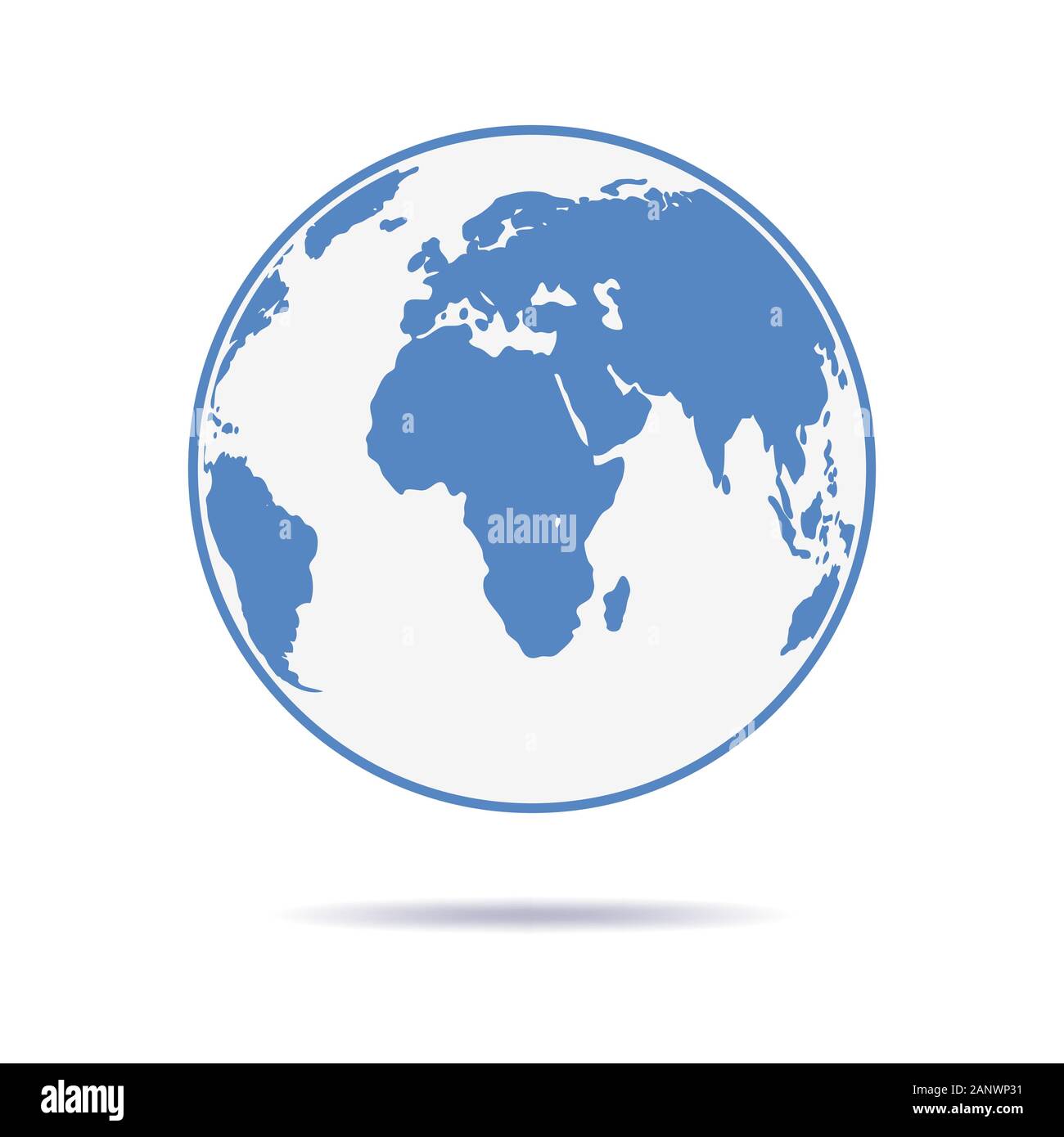 Planet Earth icon in flat design. Planet Earth with shadow on a white ...